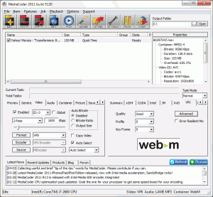 MediaCoder 2011 R2 released with support of VP8 encoding and WebM container. | Inside & Outside ...