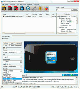 MediaCoder iPhone Edition with Intel MSDK support | Inside & Outside MediaCoder