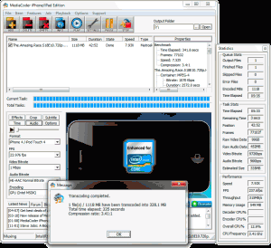 MediaCoder iPhone Edition transcoding completed with Intel MSDK | Inside & Outside MediaCoder